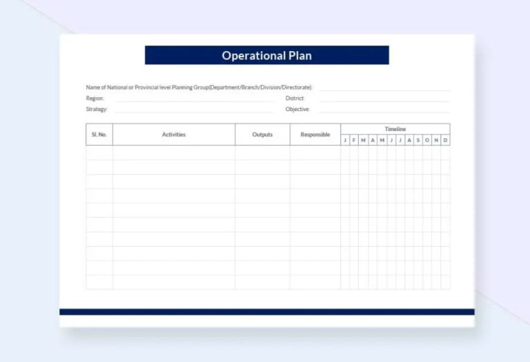 Blank Operational Plan Template – PreWrite