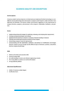Business Analyst Job Description Template – PreWrite