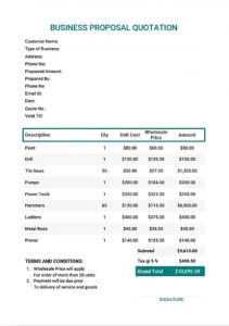 Business Proposal Quotation Template – PreWrite