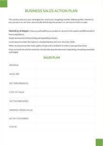 Business Sales Action Plan Template – PreWrite