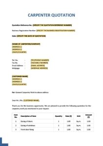 Carpenter Quotation Template – PreWrite