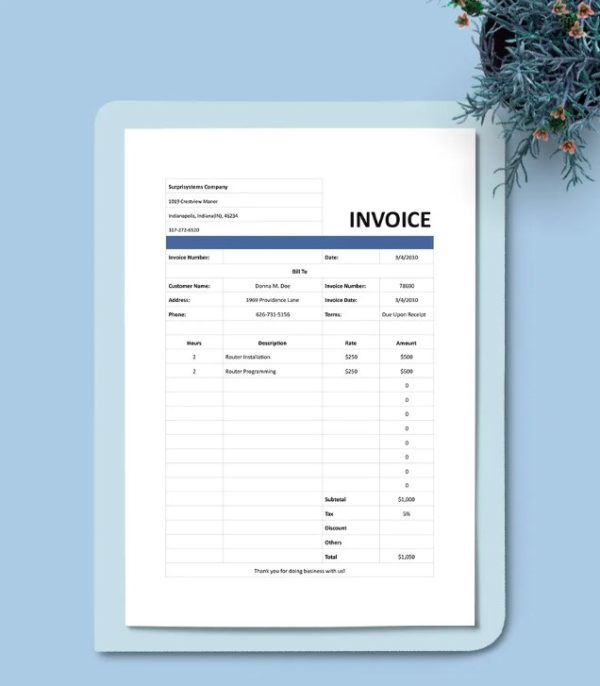 Computer Services Invoice Template – PreWrite