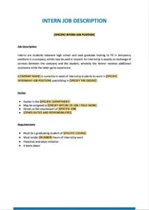 Generic Intern Job Description Template – PreWrite