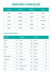Grocery Checklist Template – PreWrite