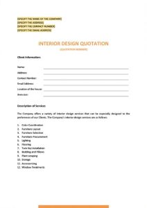 Interior Design Quotation Template – PreWrite