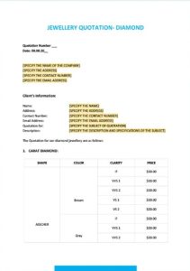 Jewelry Quotation Template – PreWrite