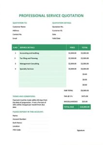 Professional Service Quotation Template – PreWrite