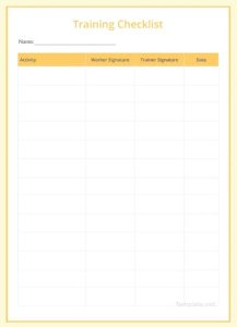 Professional Training Checklist Template – PreWrite