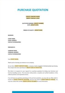 Purchase Quotation Template – PreWrite