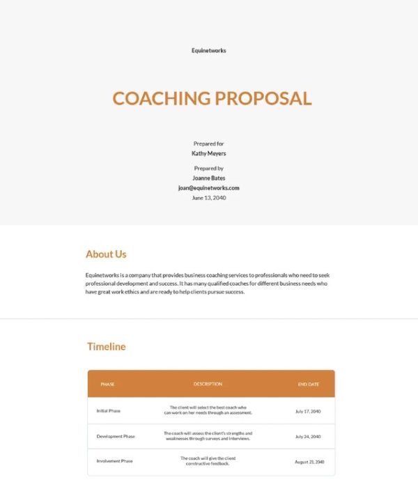 Sample Coaching Proposal Template – PreWrite