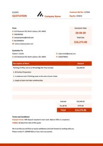 Sample Painting Quote Template – PreWrite