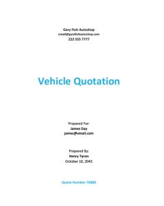 Sample Vehicle Quotation Template – PreWrite