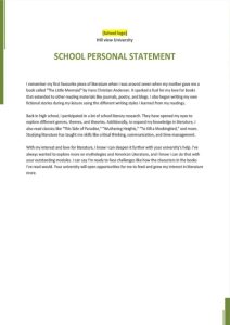 School Personal Statement Template – PreWrite