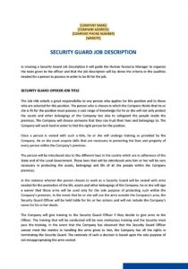 Security Guard Job Description Template – PreWrite