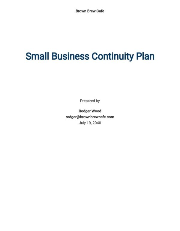 Small Business Continuity Plan Template – PreWrite