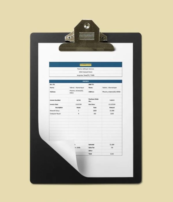 Software Services Invoice Template – PreWrite