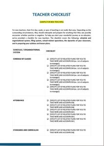Teacher Checklist Template – PreWrite