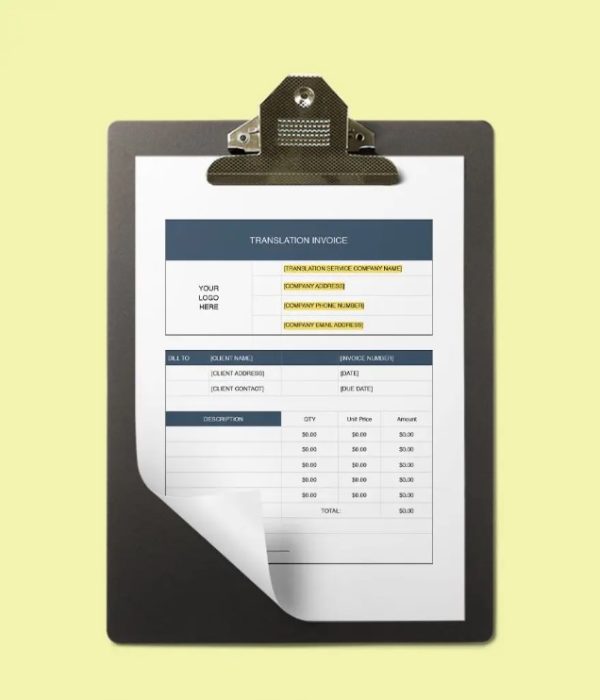 Translation Services Invoice Template – PreWrite