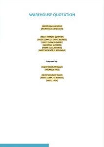 Warehouse Quotation Template – PreWrite